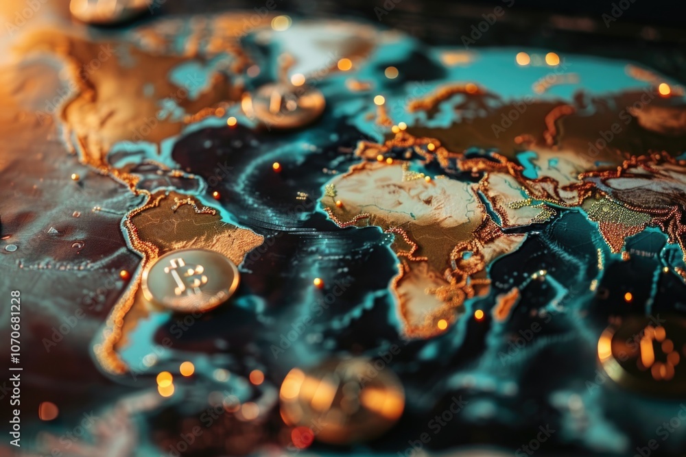 Golden map with continents Stock Illustration | Adobe Stock
