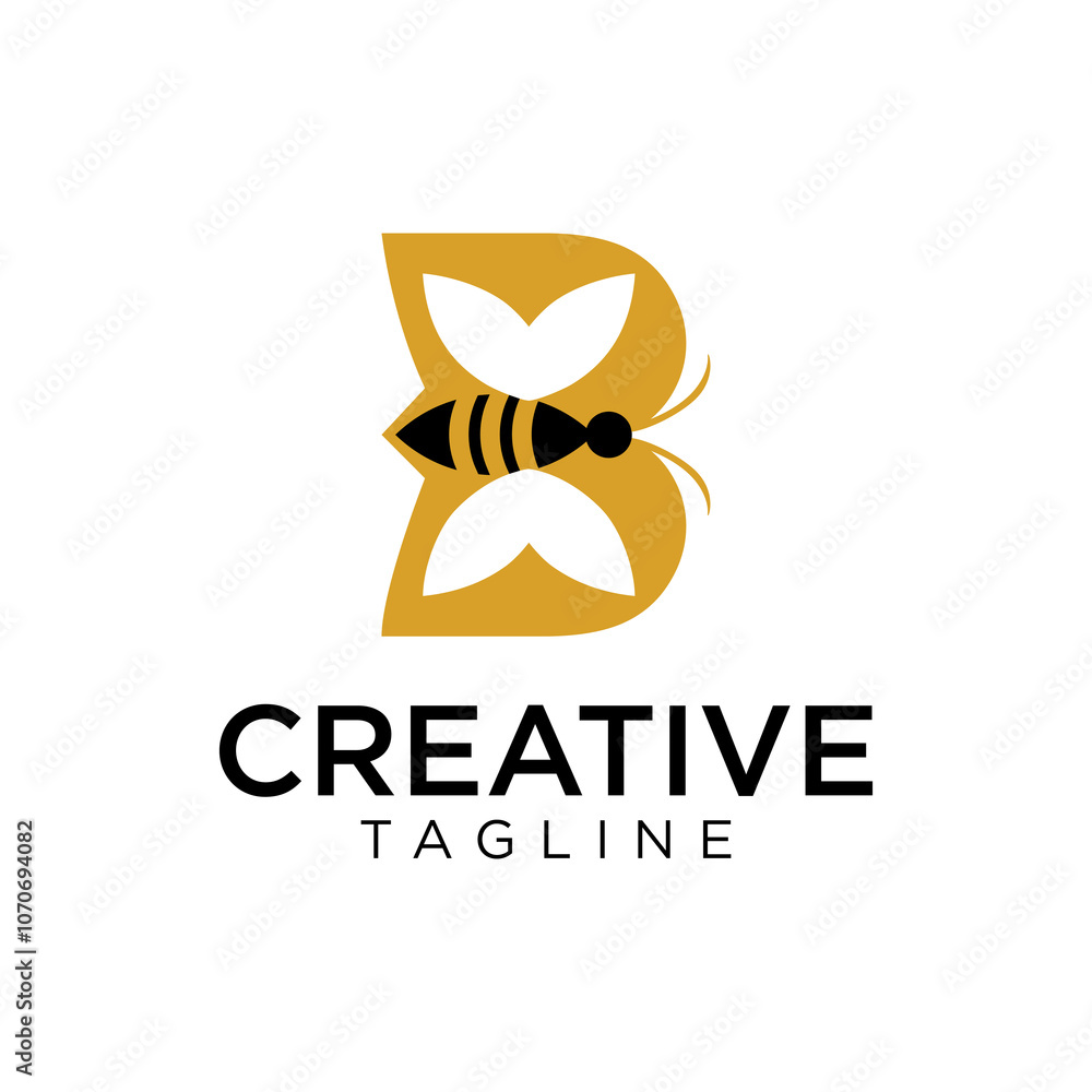 letter B with bee symbol logo modern simple Stock Vector | Adobe Stock