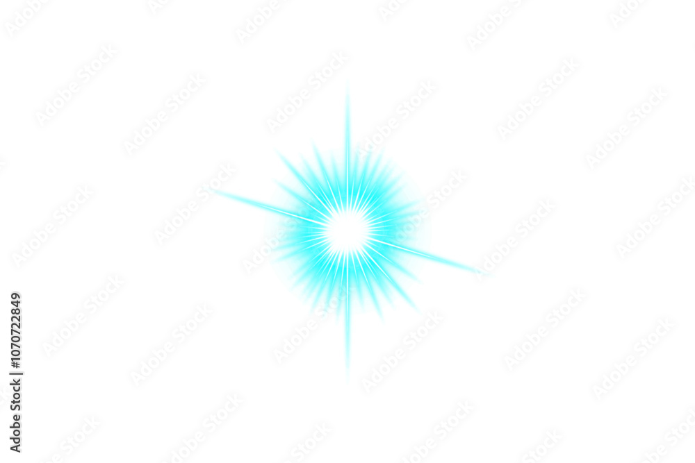 Blue shining star isolated on transparent background. Light star ...