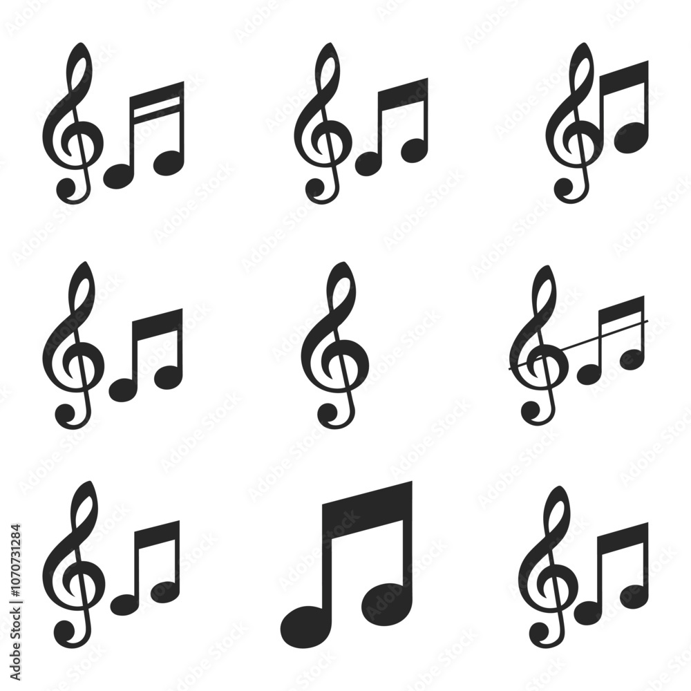 Music notes icon SVG Silhouette. Musical key symbols. Music notes ...