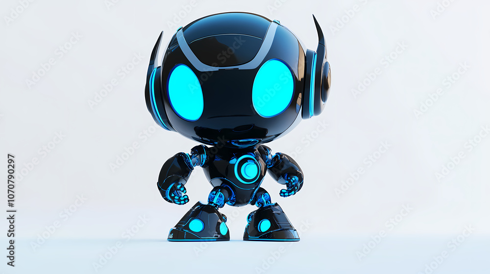 High-Resolution 3D Render of a Full-Body White Robot with Blue Eyes ...