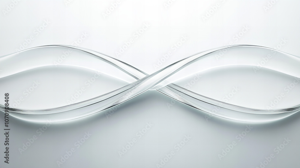 Delicate glass sculpture forming an infinity symbol on a minimalist ...