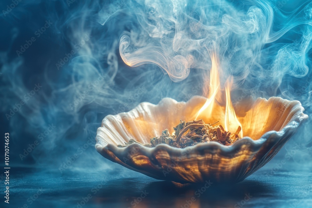 Free stock photo of sacred smudging herbs in a shell with smoke ...