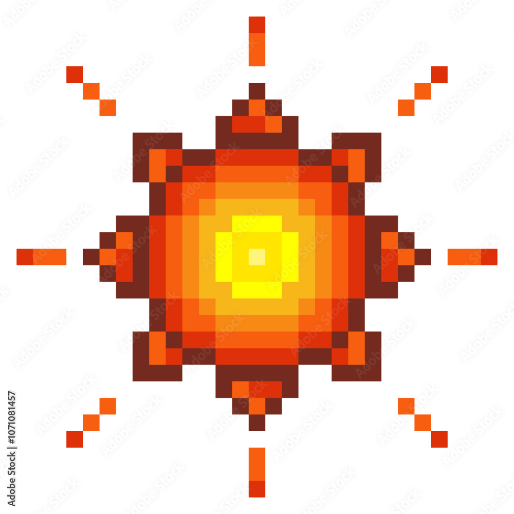 Sun in pixel art style Stock Vector | Adobe Stock