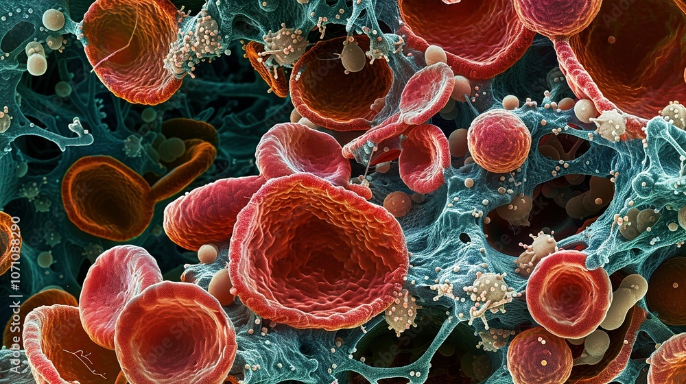Scanning Electron Microscope Image of Red Blood Cells Stock ...