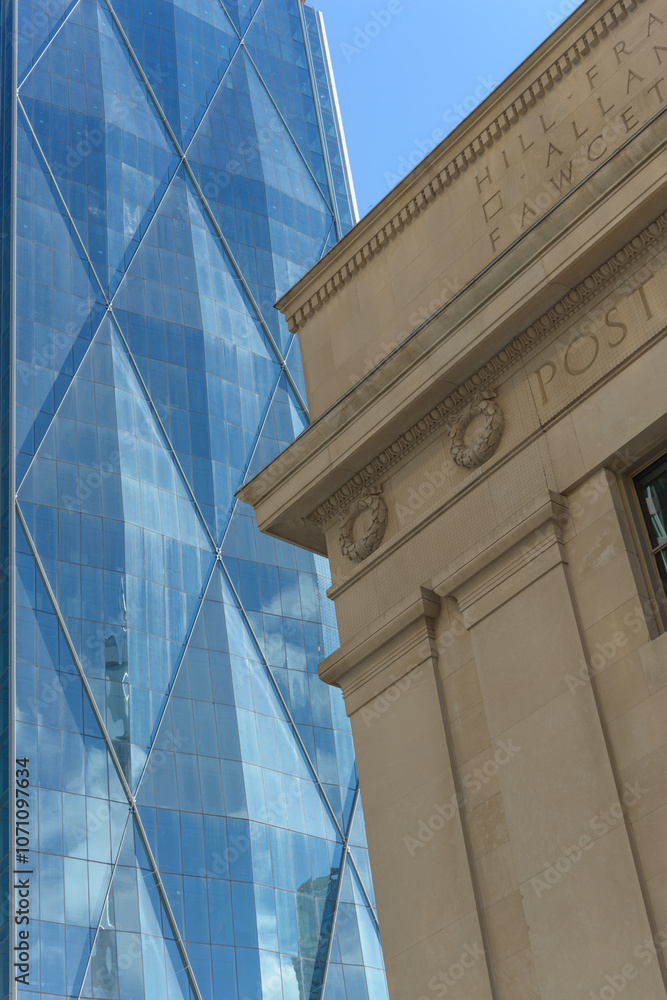 contrast of a former post office inside a historic building facing ...