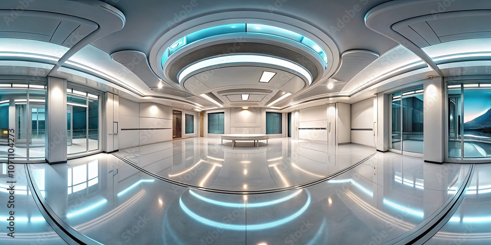 Futuristic 360-degree interior light source, HDRI map, spherical ...