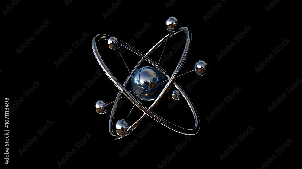 3d Model Of An Atom With Electrons Orbiting The Nucleus Symbolizing
