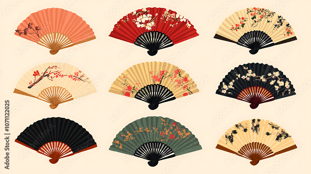 Fan paper by hand, Asian traditional folding hand fan, wooden Chinese ...