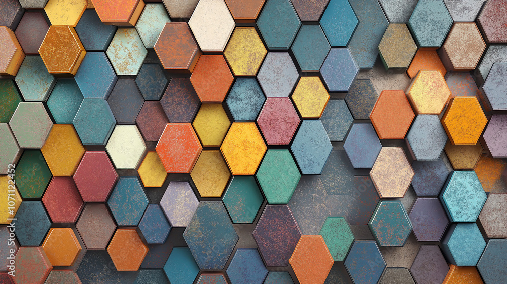 3D hexagon texture collection with raised surfaces and gradient color ...