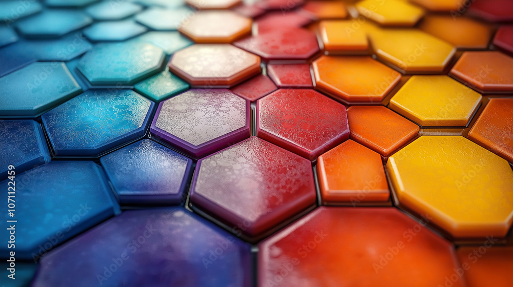 3D hexagon texture collection with raised surfaces and gradient color ...