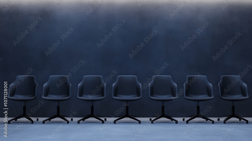 We are hiring concept row of office chairs, empty boardroom seats ...