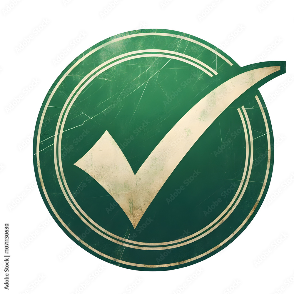 The image shows a 3D green check mark icon, symbolizing approval or confirmation It features a ...