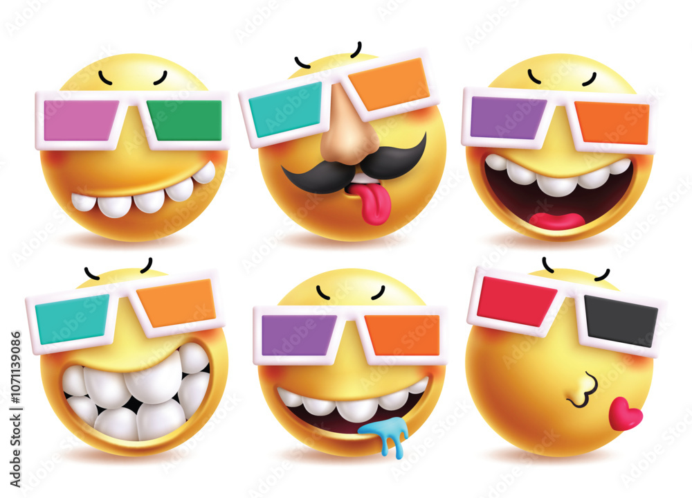 Cool emoji vector characters set. Emojis character wearing 3d ...