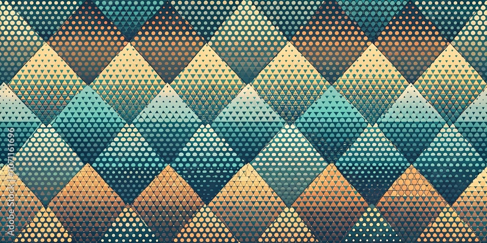 Abstract Geometric Pattern of Interlocking Triangles and Circles in a ...