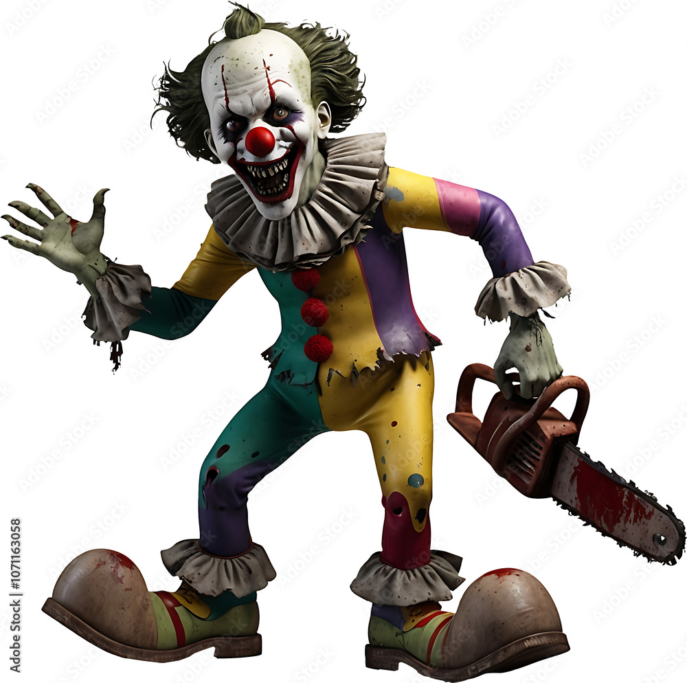 Creepy Clown with Chainsaw Stock Illustration | Adobe Stock
