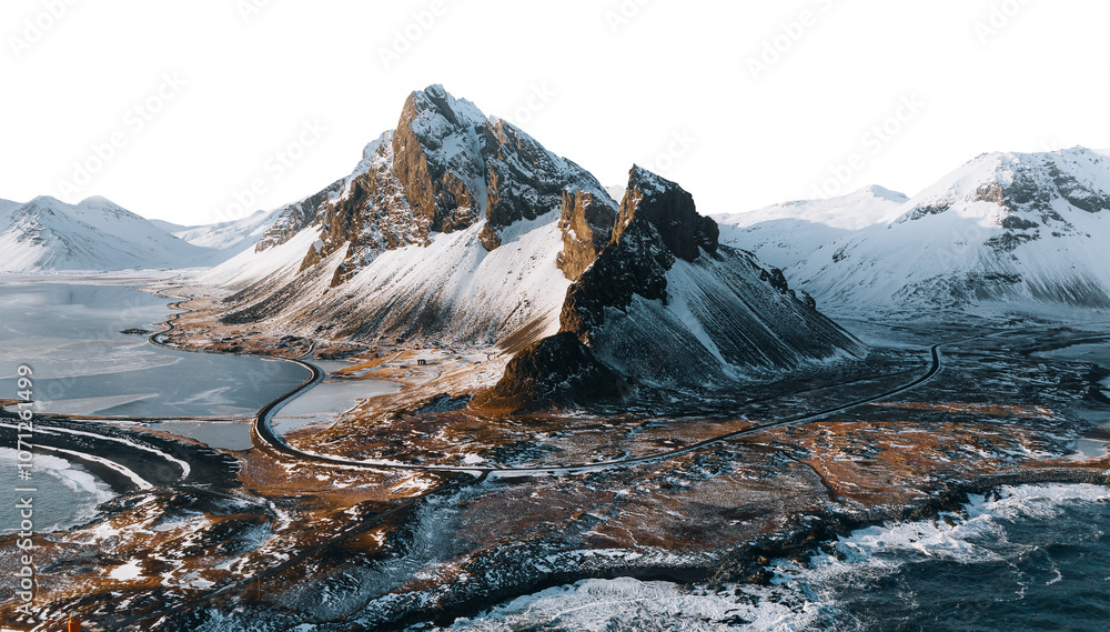 Snowy mountain png border, transparent background Stock Photo | Adobe Stock