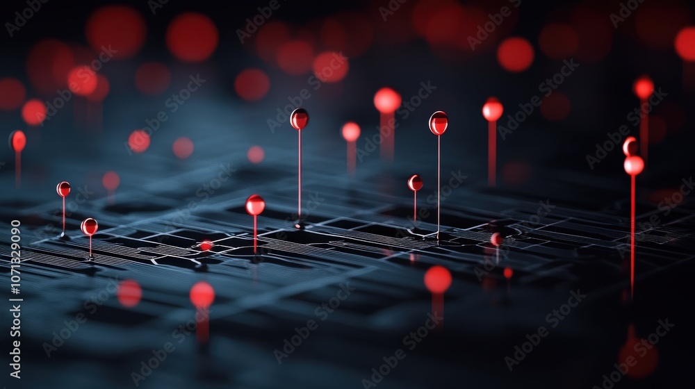 Exploring the intersection of technology and data with red visual ...