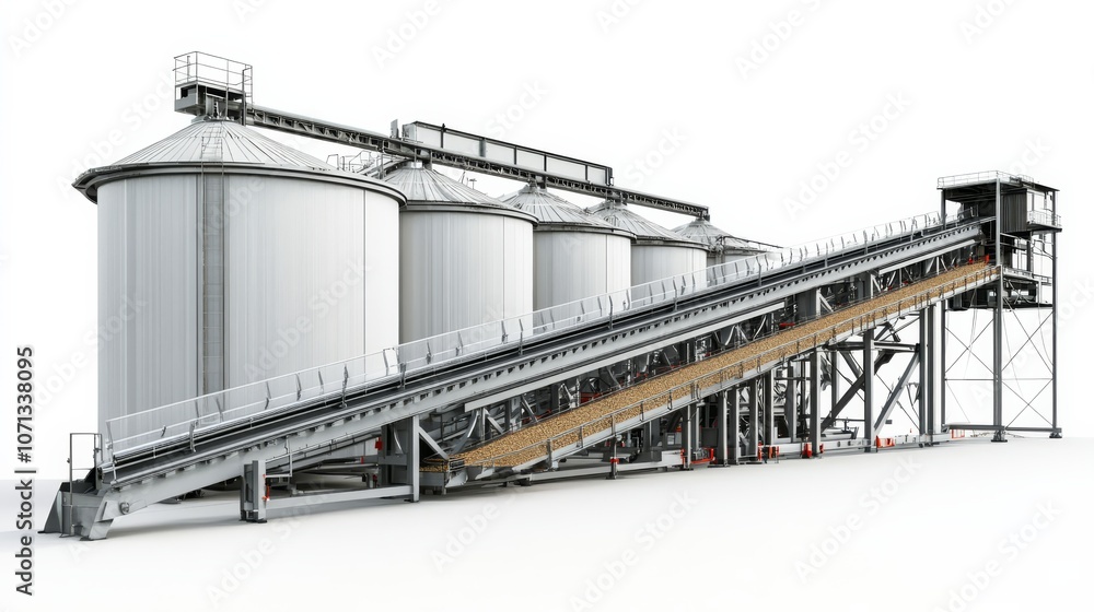 Industrial Silo Complex: A 3D rendering of a large-scale industrial ...