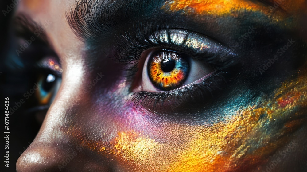 Surreal face art featuring a single, multi-toned eye placed on the nose ...