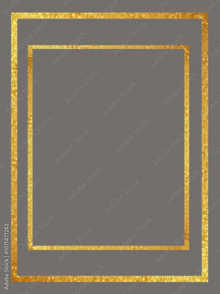 Gold glitter border frame with a luxurious rectangular design, perfect ...