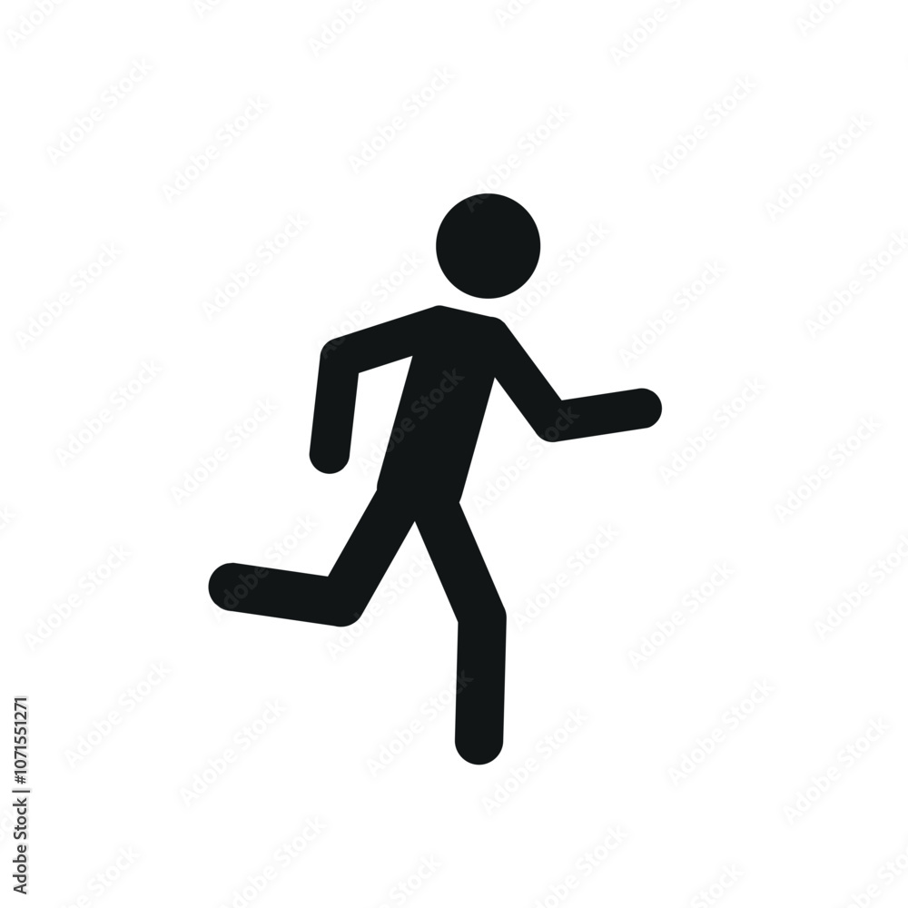 pictogram of a human figure, a stick man running on a transparent ...