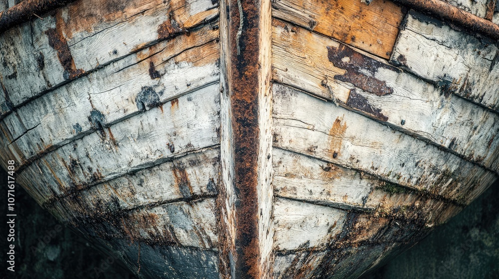 Weathered wooden ship hull displays an interesting driftwood texture ...