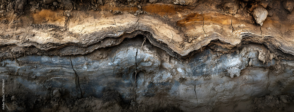 Underground earth texture, cross section of soil layers panorama Stock ...
