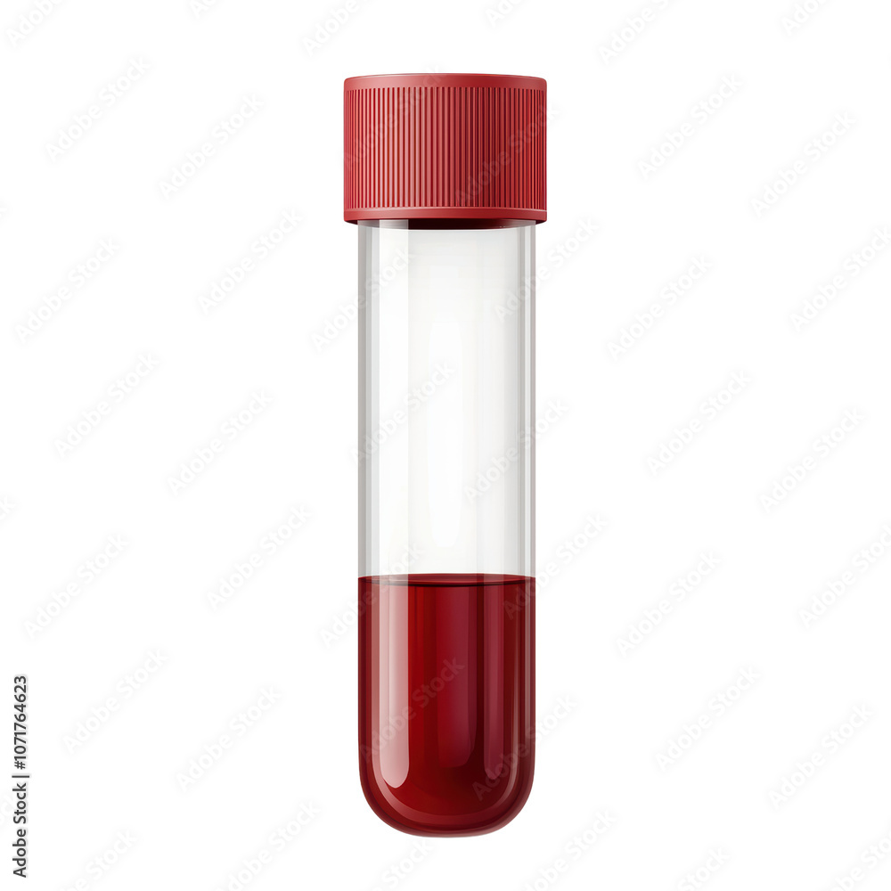 clear blood collection tube with red cap, commonly used in medical ...