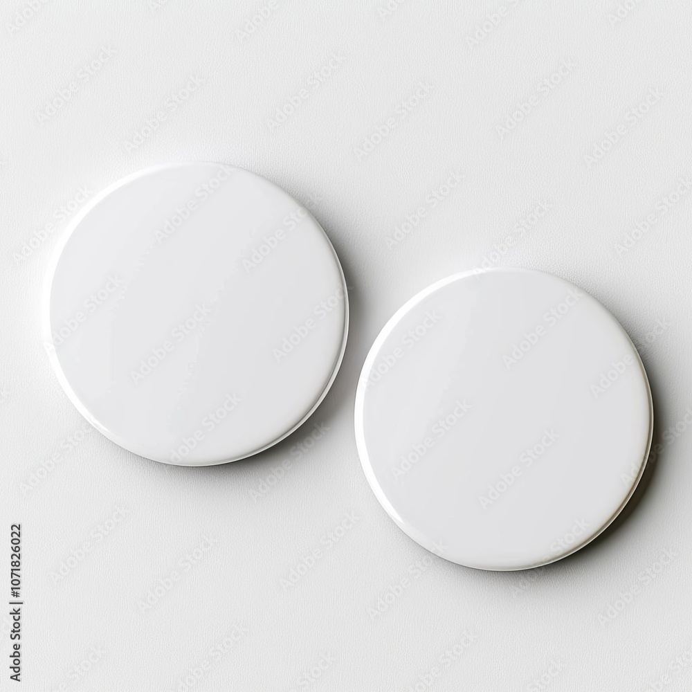 Blank circular pin button, front and back view, isolated on white, high ...