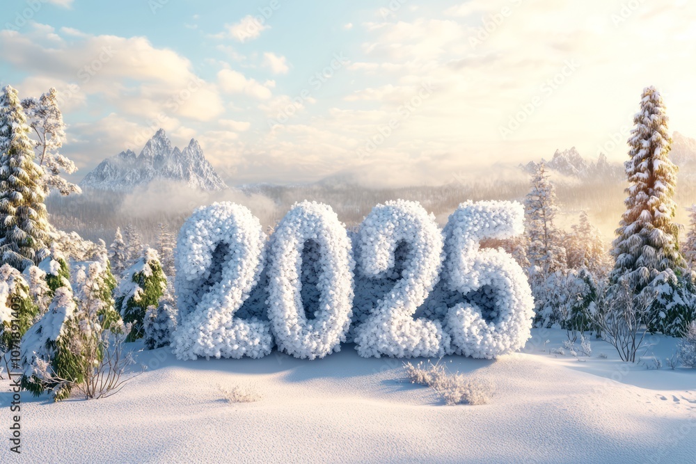 Snowy Mountains with 2025 Formed from Trees Stock Illustration | Adobe ...