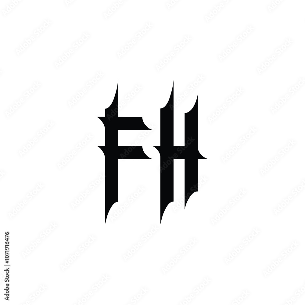 FH monogram logo design letter text name symbol monochrome logotype ...