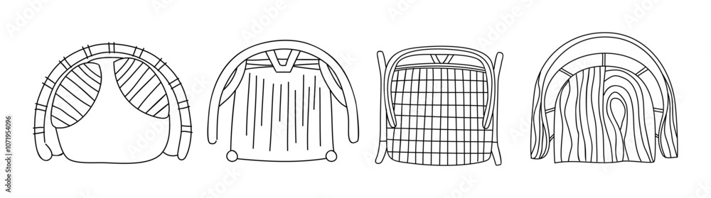 Top view of furniture line art for interior and landscape design plan ...