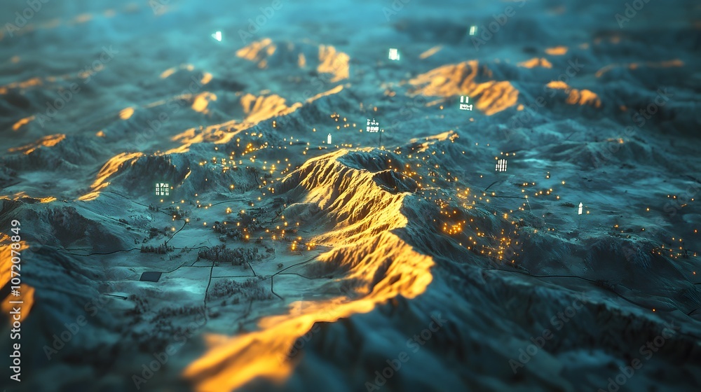 A 3D tactical map with floating 2D icons for air support and artillery ...