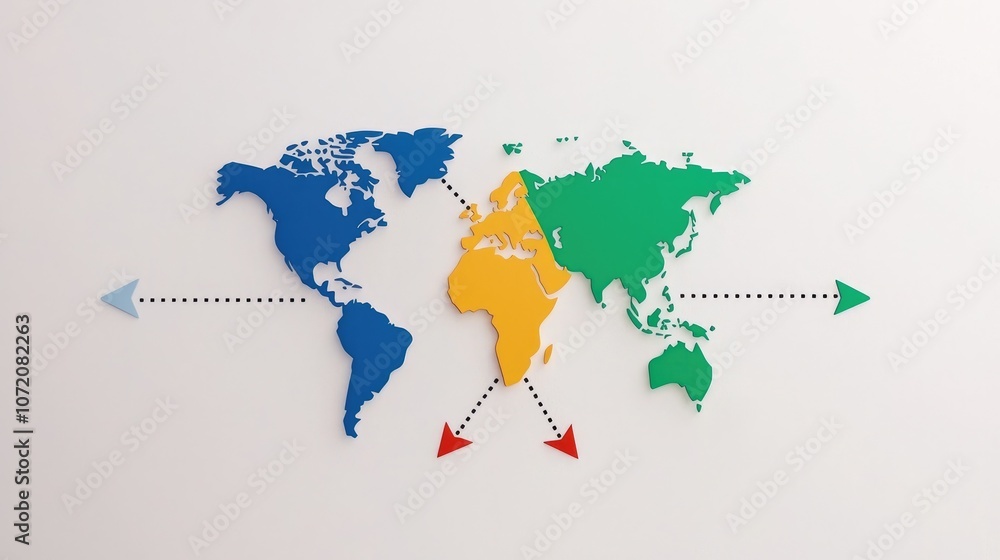 A colorful world map illustration showing global connections and ...