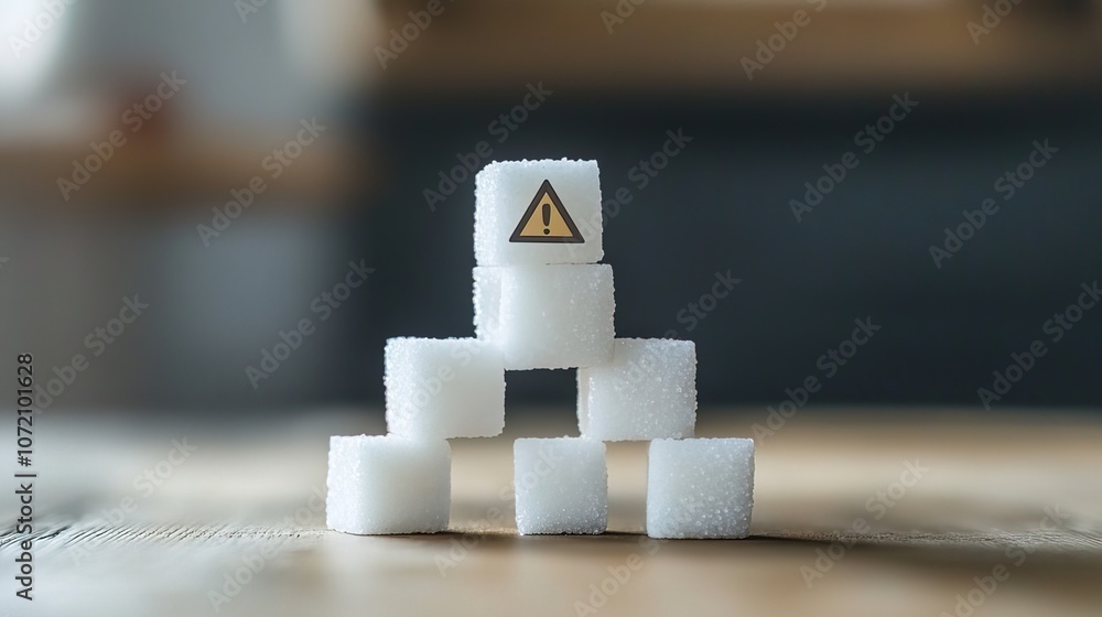 Sugar cubes meticulously stacked in the shape of a warning sign ...