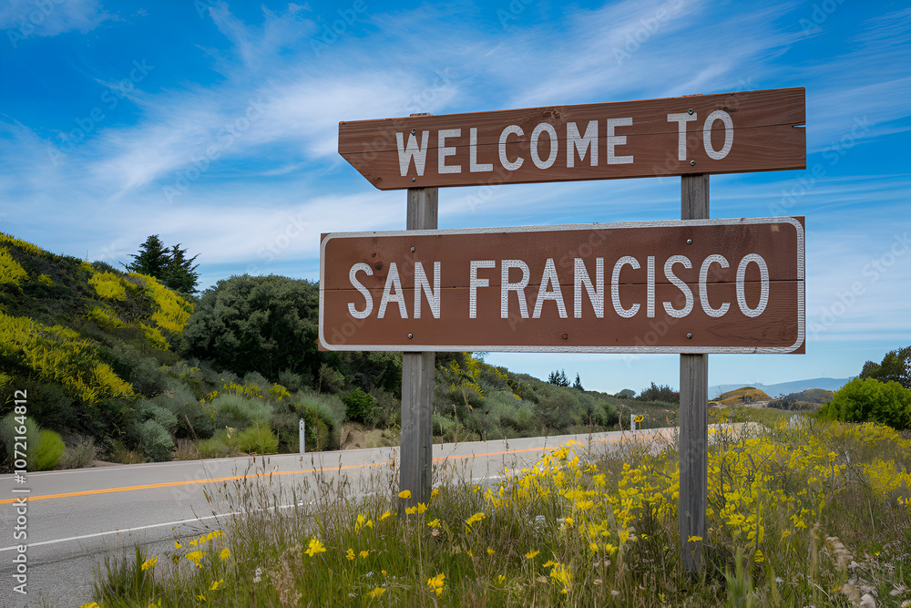 Stylish wooden "Welcome to San Francisco" sign, perfect for US city ...