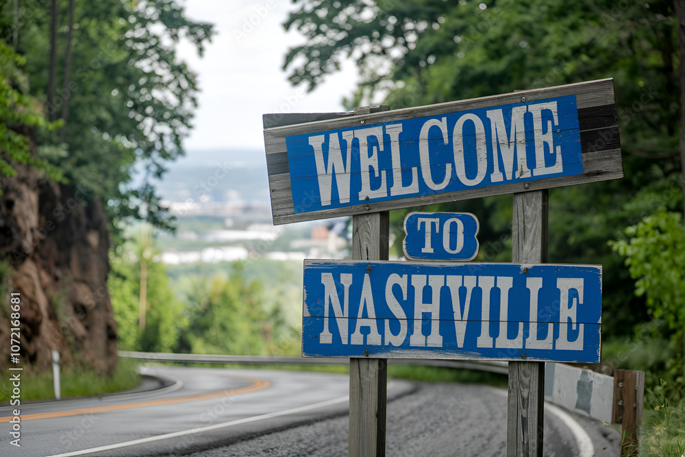 Elegant wooden "Welcome to Nashville" sign, perfect for US city ...