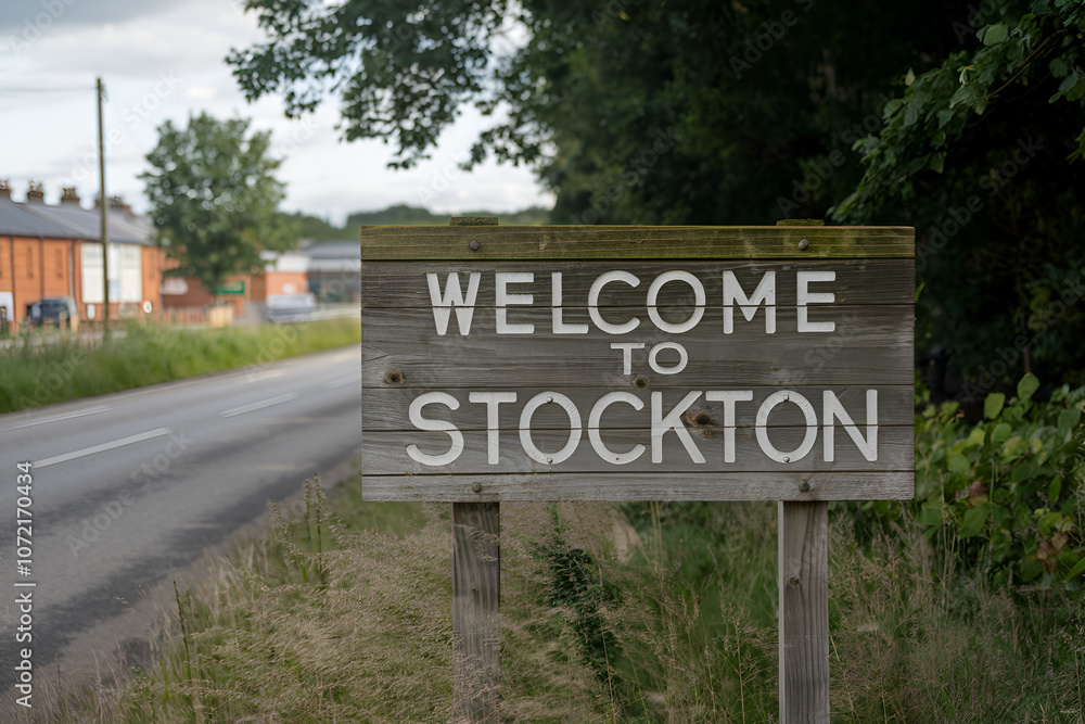 Beautiful wooden "Welcome to Stockton" sign, perfect for US city ...