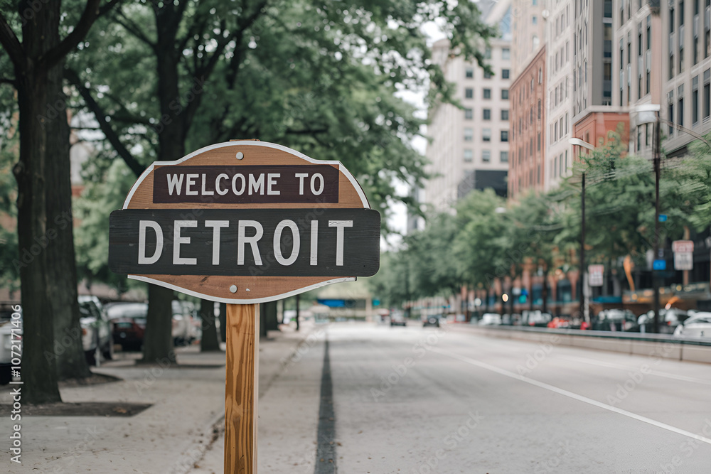 Beautiful wooden "Welcome to Detroit" sign, perfect for US city ...