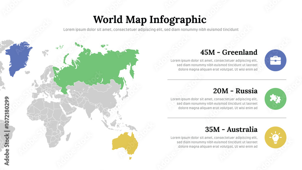 World map infographic presentation layout fully editable. Stock Vector ...