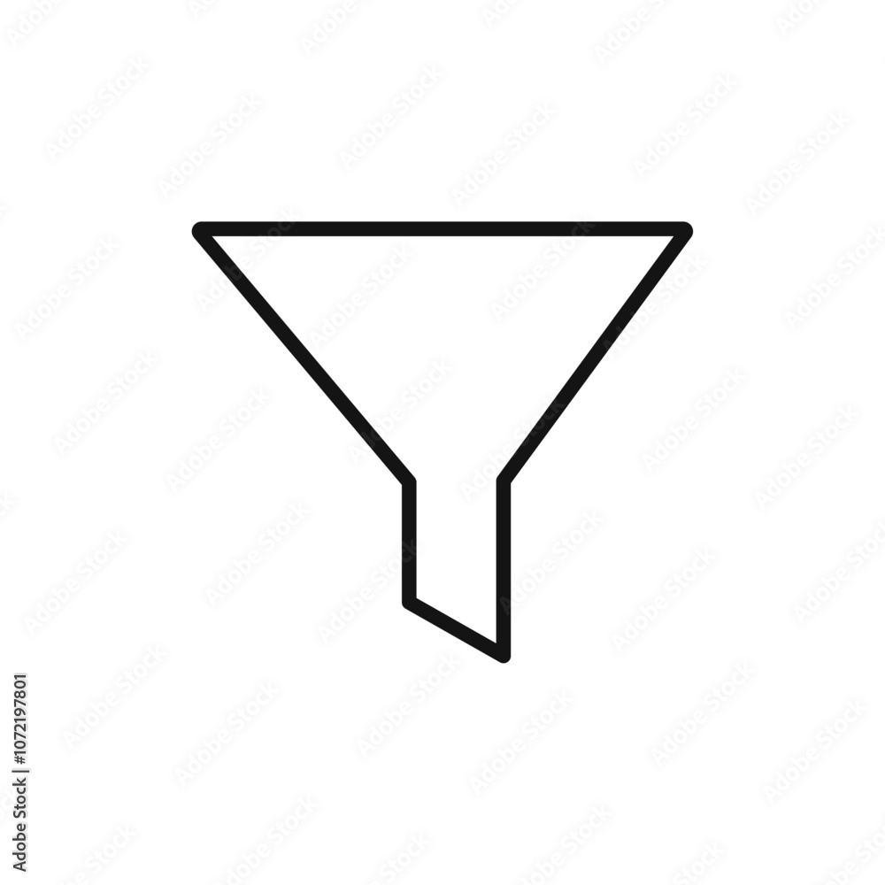 Funnel icon black and white vector outline sign Stock Vector | Adobe Stock