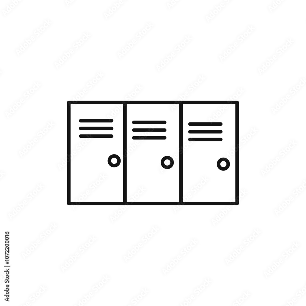 Lockers icon black and white vector outline sign Stock Vector | Adobe Stock