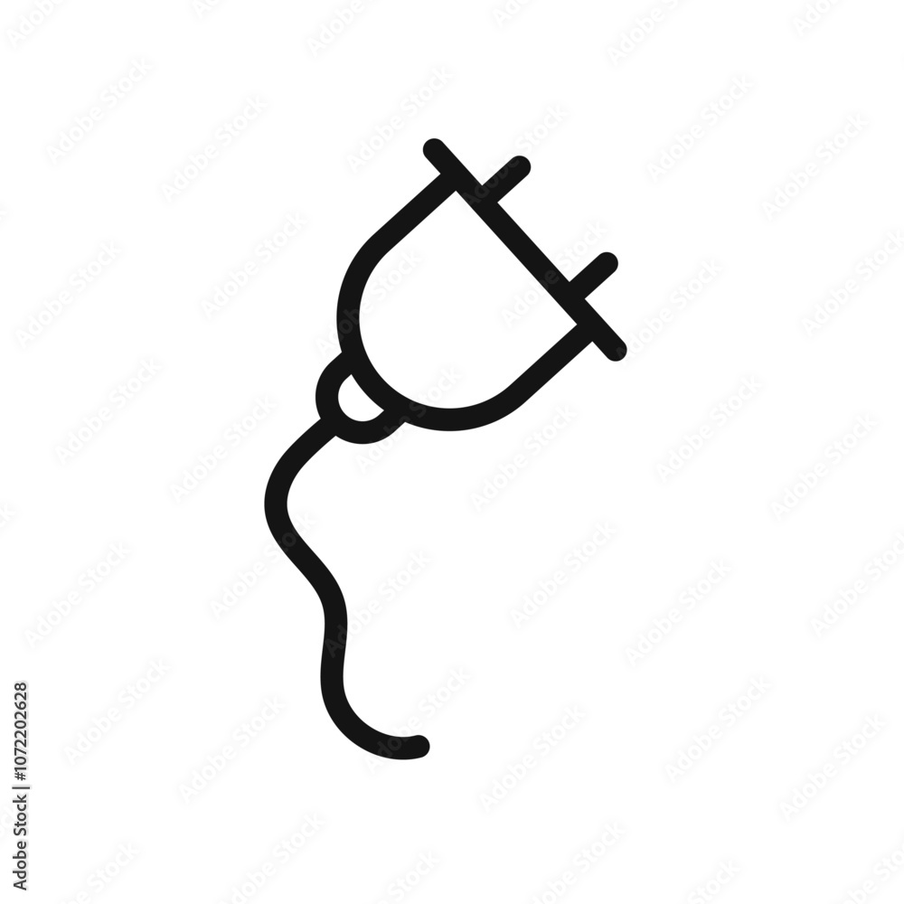 Plug icon black and white vector outline sign Stock Vector | Adobe Stock