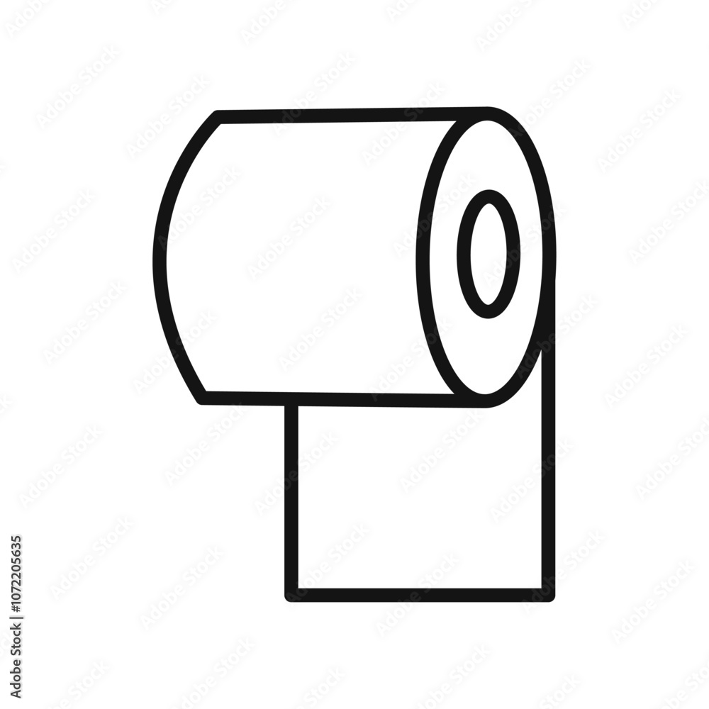 Toilet Paper icon black and white vector outline sign Stock Vector ...