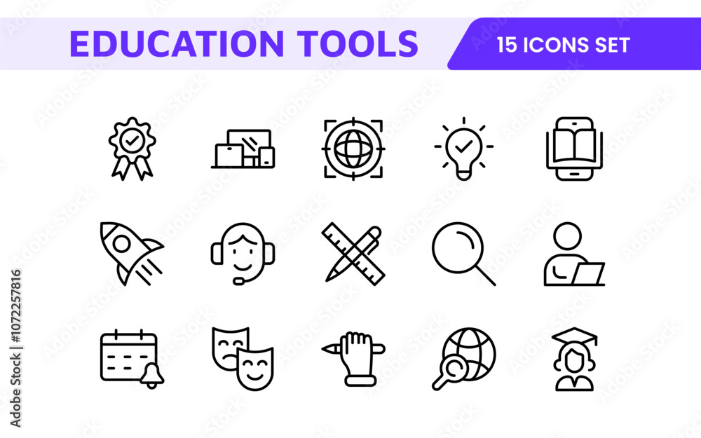 Education Tools Icon Set. Engaging and versatile icons for learning ...