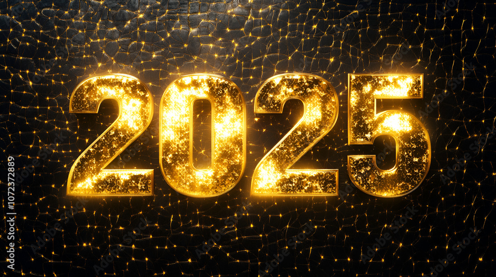 2025 wallpaper with metallic holographic textures 2025 glowing in warm ...