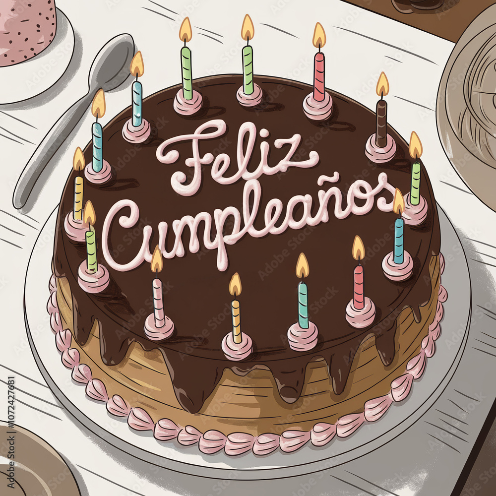 Birthday cake with Spanish text that says feliz cumpleanos. Happy ...