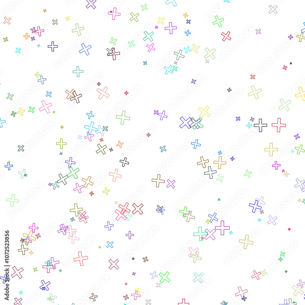crosses scattered on a transparent background - a set of neon textures ...