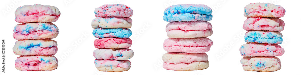Colorful candy crumbl cookies stacked up isolated on transparent ...